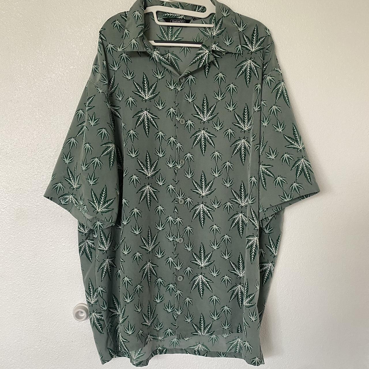 Dagacci green weed button up In amazing... - Depop