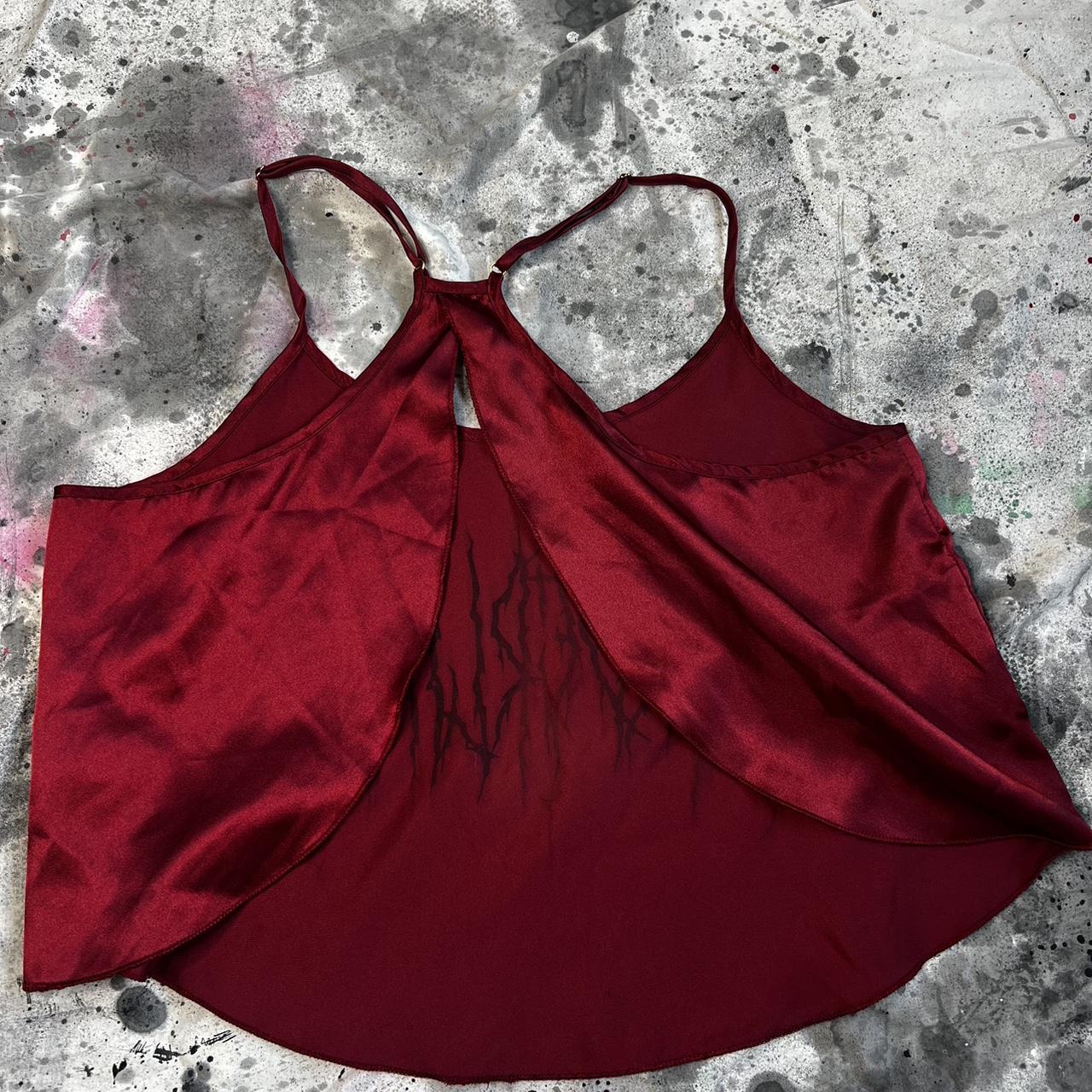 red silk cami with open back BORDERLINE in death... - Depop