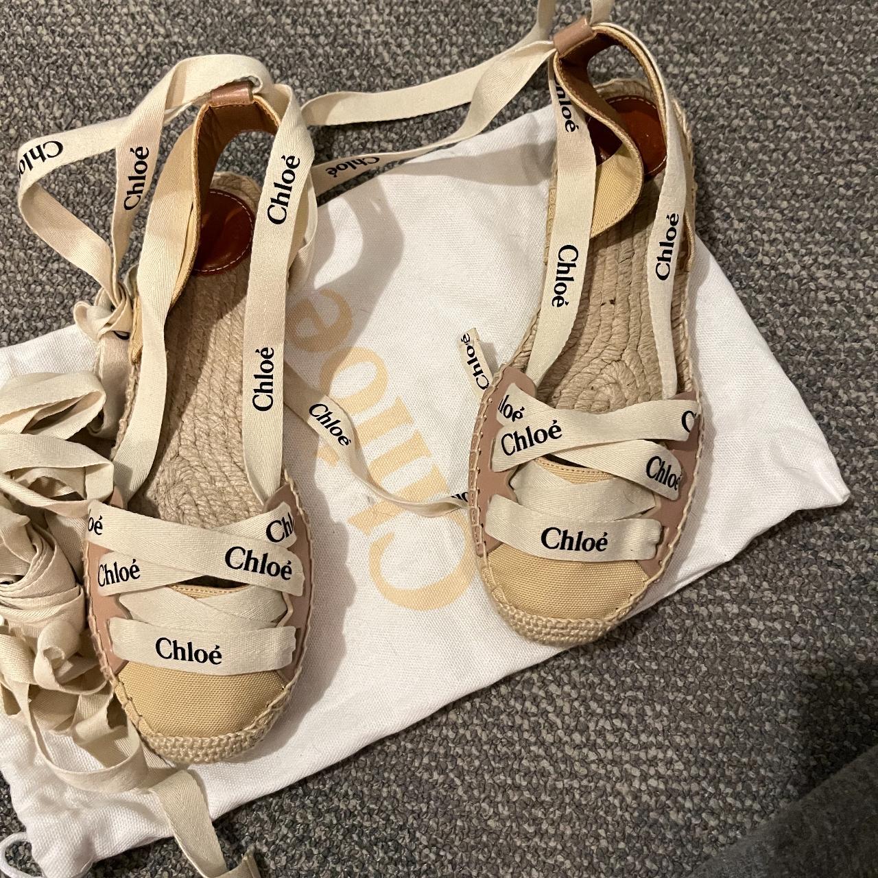 CHLOE espadrilles ankle wrap sandals- size 35 Worn... - Depop