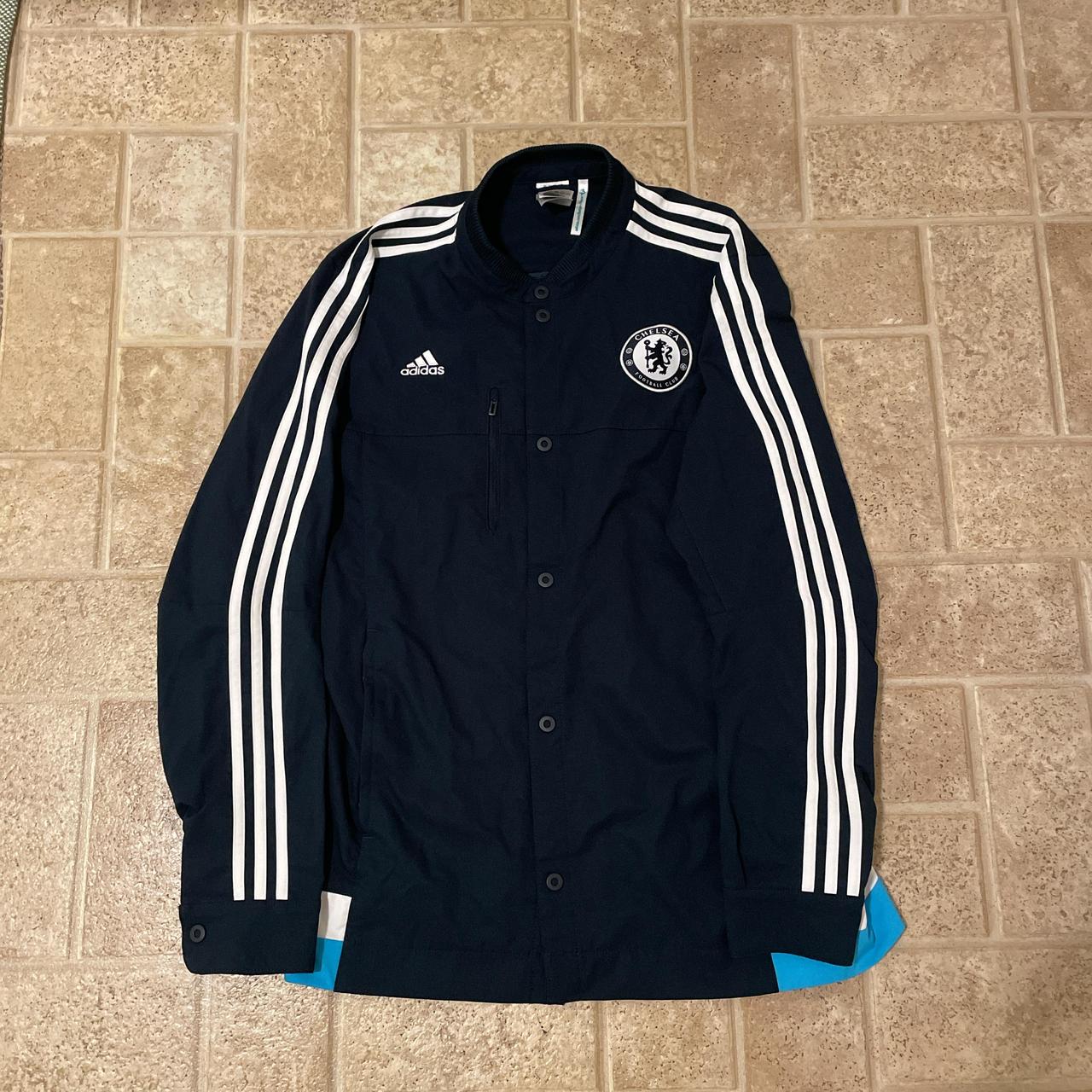 adidas Men's Chelsea Anthem Jacket Marine/White mens... - Depop