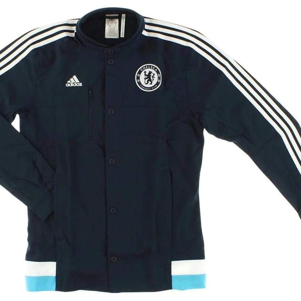 adidas Men's Chelsea Anthem Jacket Marine/White mens... - Depop