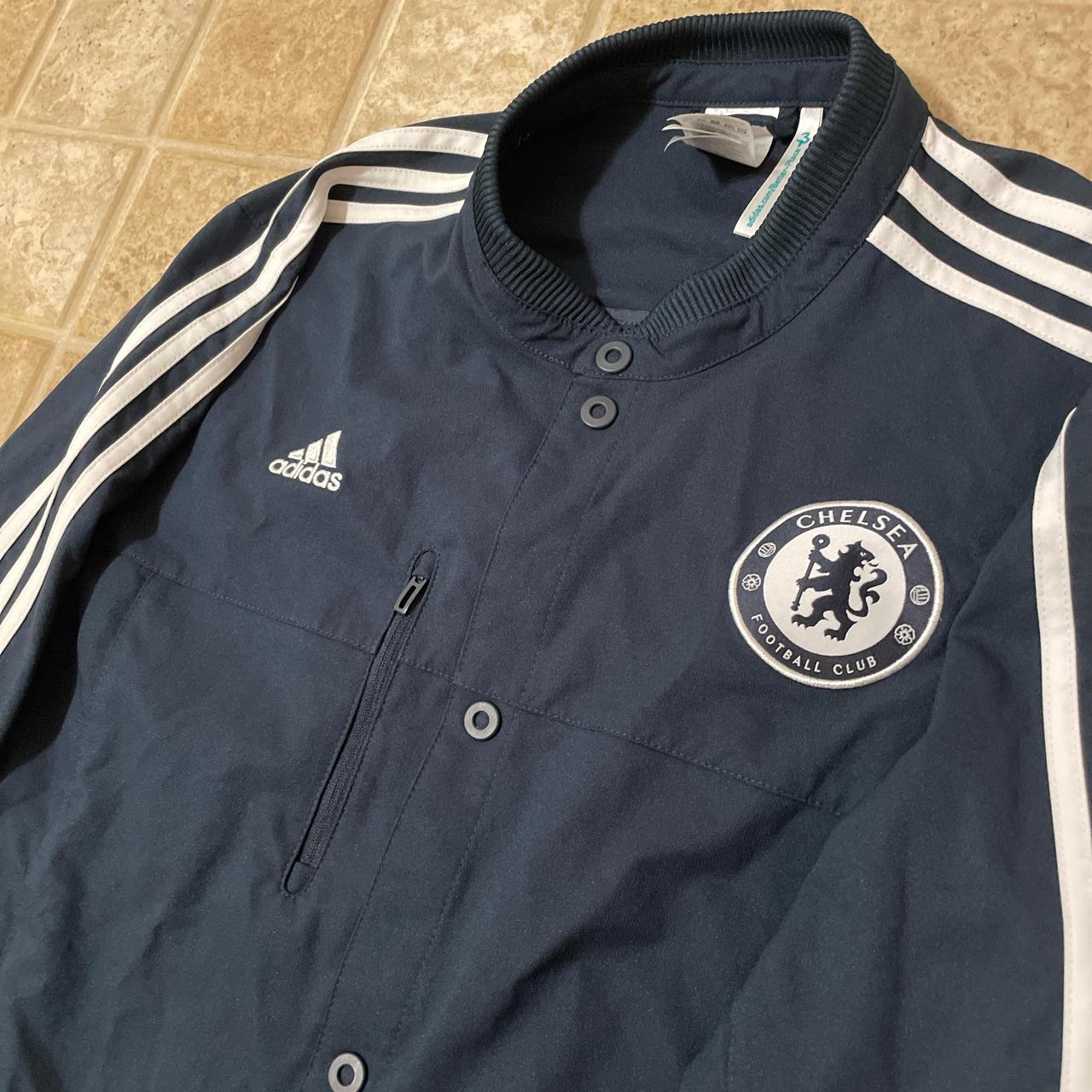 adidas Men's Chelsea Anthem Jacket Marine/White mens... - Depop