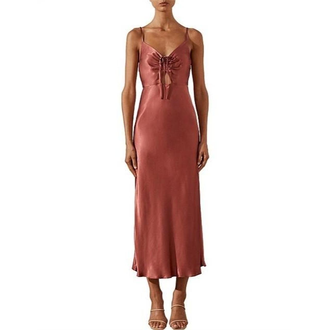 Shona Joy Wright Ruched Bias Dress - Terracotta Size... - Depop