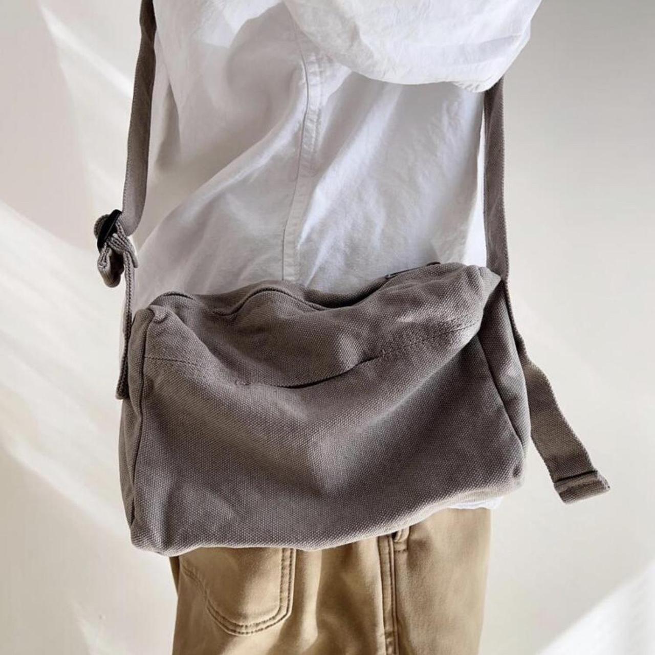 Grey canvas side body bag Open to offers - brand... - Depop