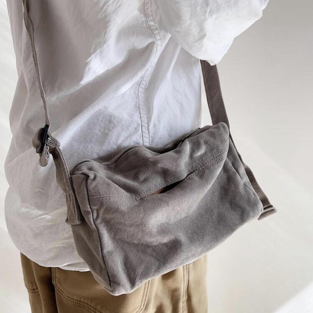 Grey canvas side body bag Open to offers - brand... - Depop