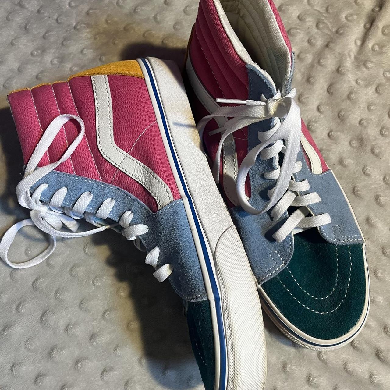 multi-color vans 🩵 they have a few stains i couldn’t... - Depop