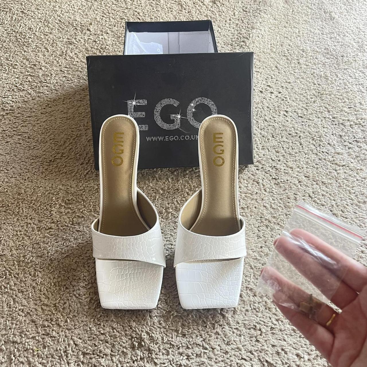EGO X STASSIE MULE HEEL SANDALS WHITE CROCODILE... - Depop