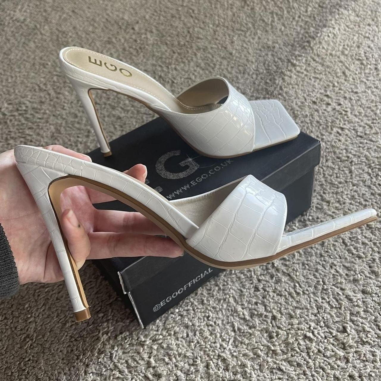 EGO X STASSIE MULE HEEL SANDALS WHITE CROCODILE... - Depop