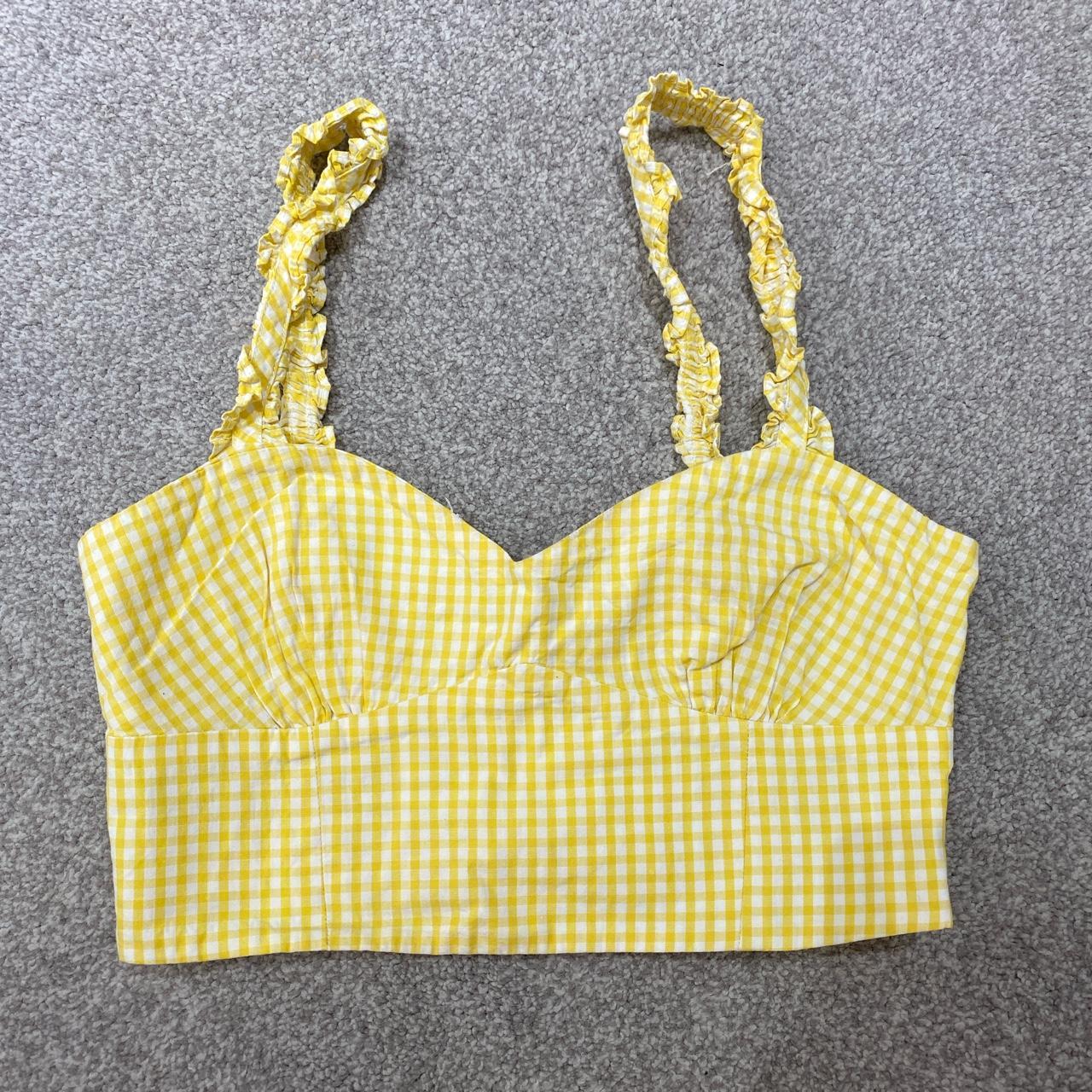 Zara yellow gingham top. Worn a couple of times.... - Depop