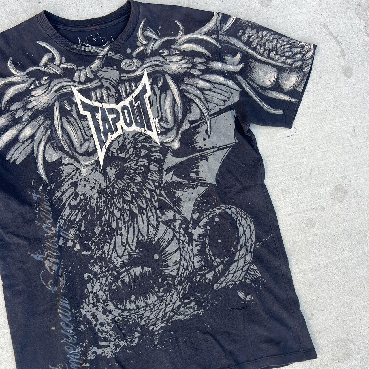 Y2K tapout dragon all over print tshirt Small flaw... - Depop