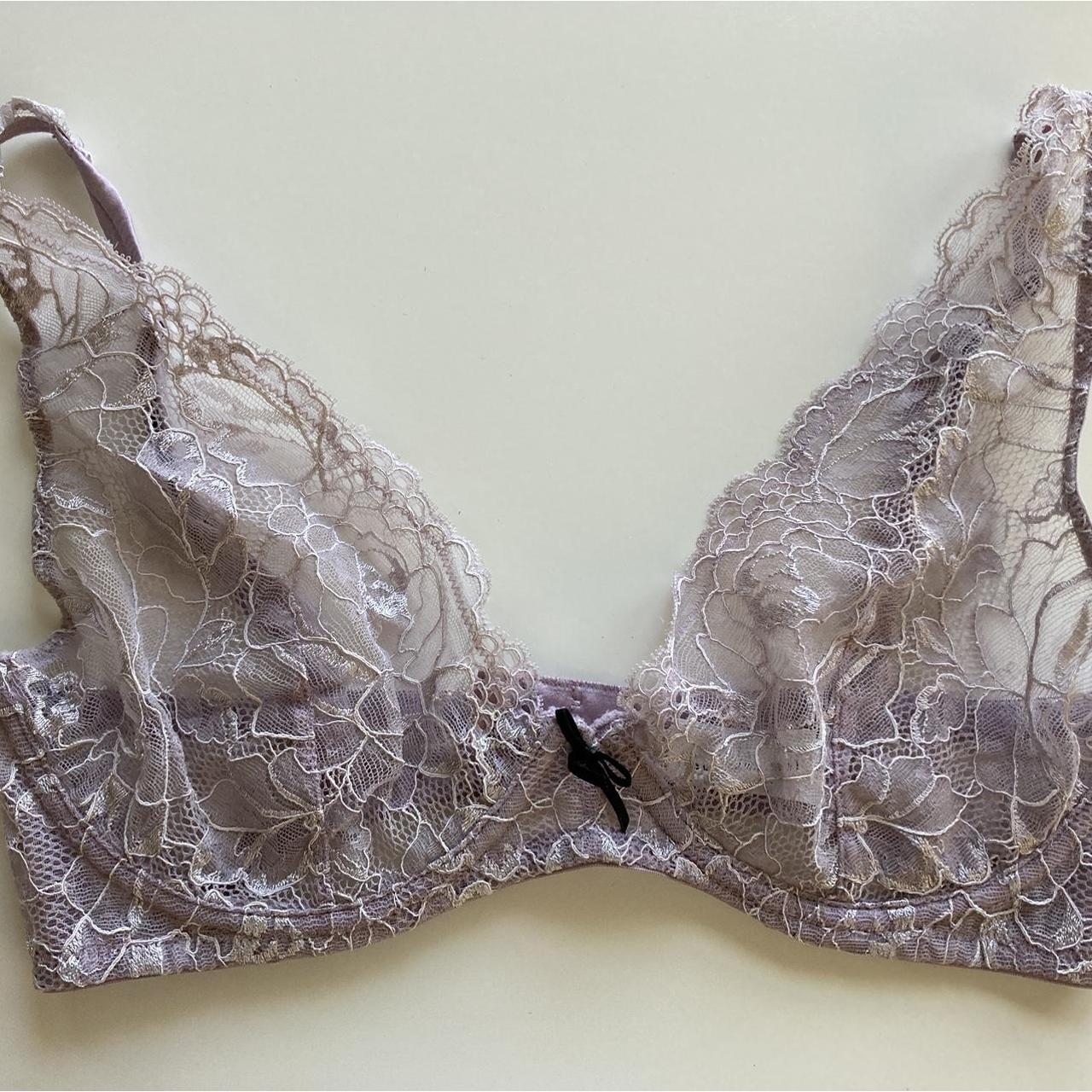 Lilac silk lace bra By fleur de mal 32 D - Depop