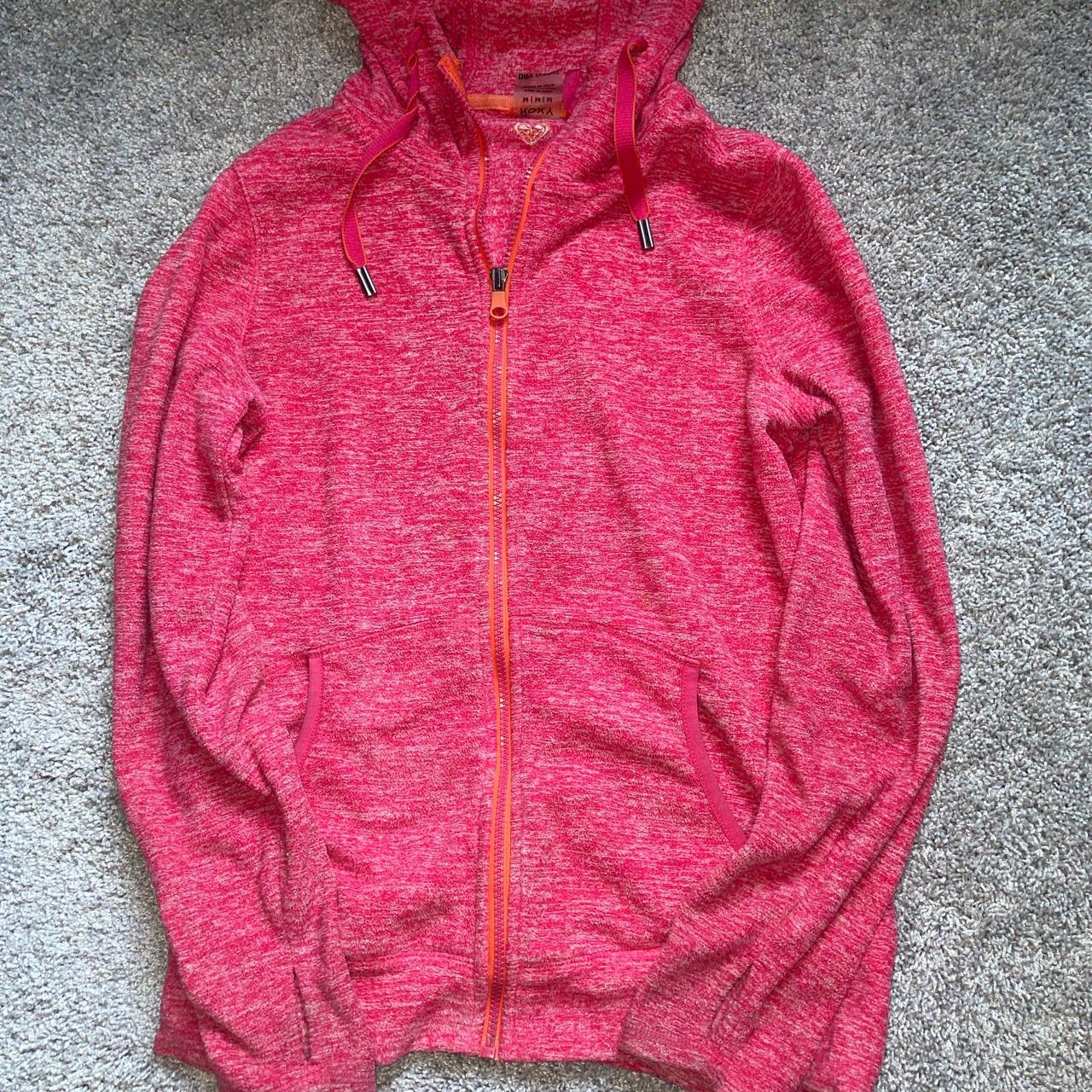 medium, pink roxy zip up with thumb holes, has a... - Depop