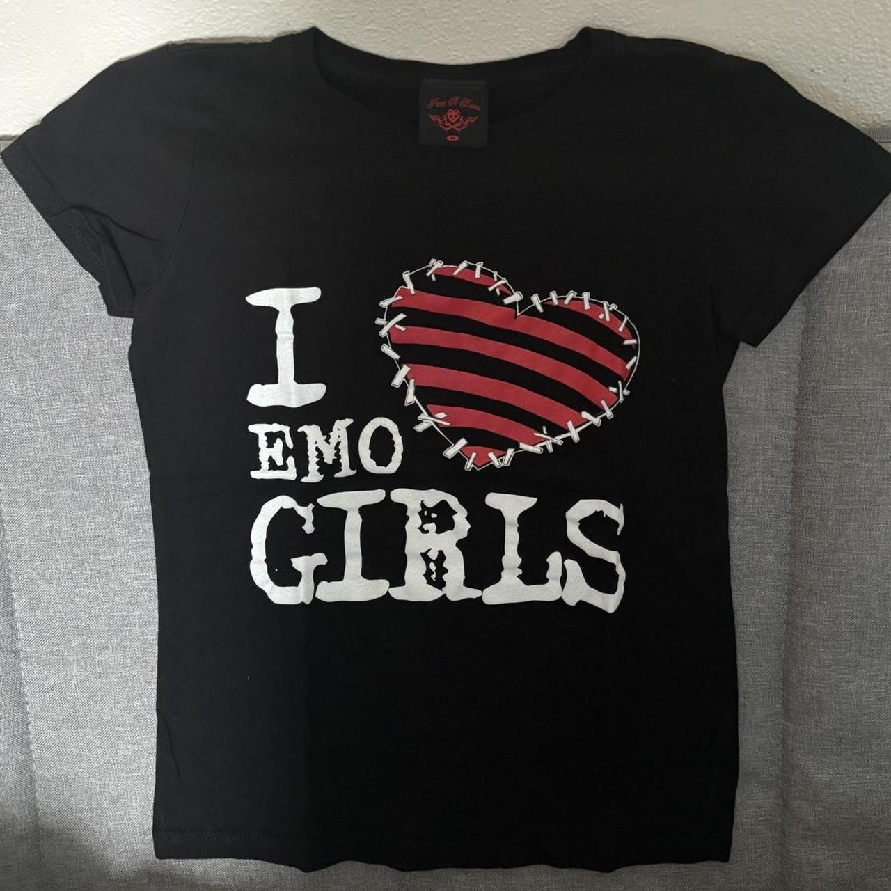 Punxnkisses baby tee! It says “I Love Emo Girls” on... - Depop