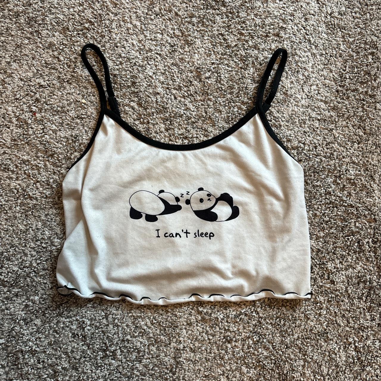 Cute black and white panda tank top #pandacore super... | Depop