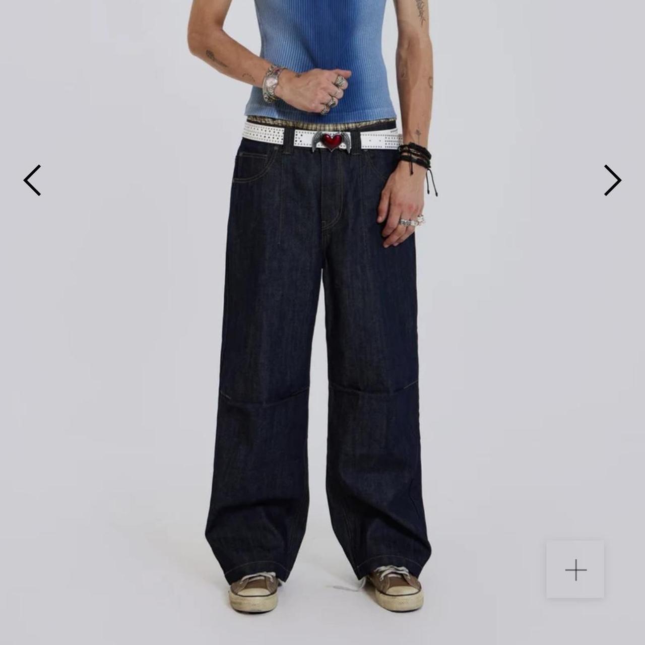 Jaded London Men’s Raw Denim Razor Jeans Wide leg... - Depop