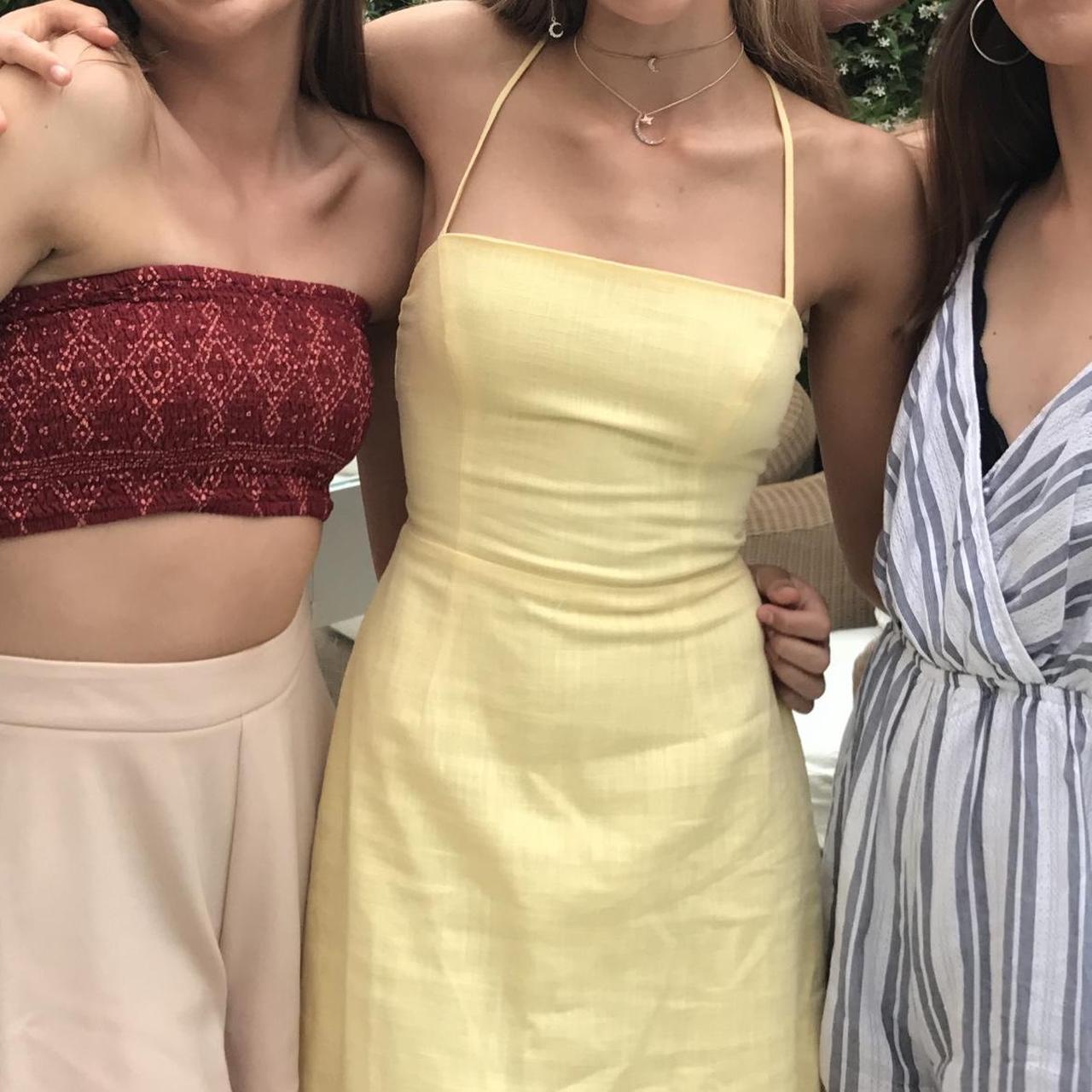 yellow tie back sundress mini SO SO pretty just too... - Depop