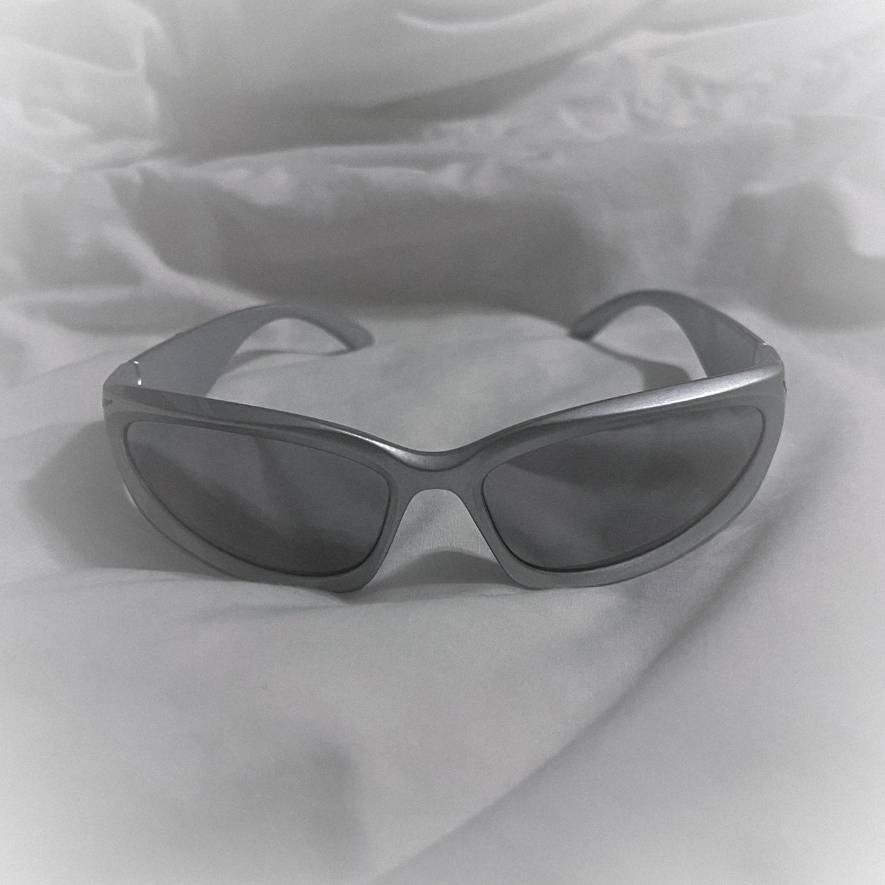 Aggrogoth/Cyber-sigilism Y2K Sunglasses Silver... - Depop