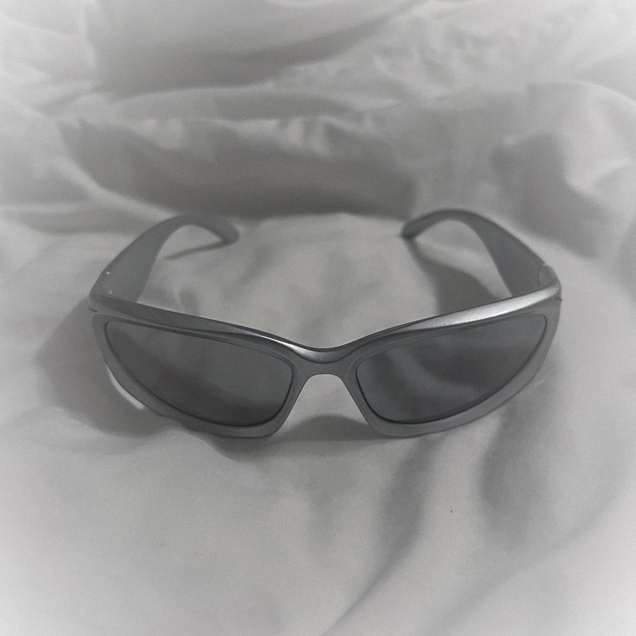 Aggrogoth/Cyber-sigilism Y2K Sunglasses Silver... - Depop