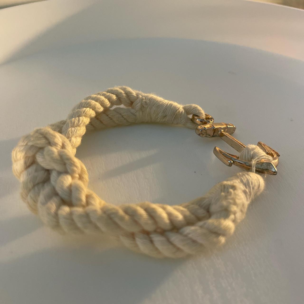 Super cute Cream rope bracelet with anchor charm —... | Depop