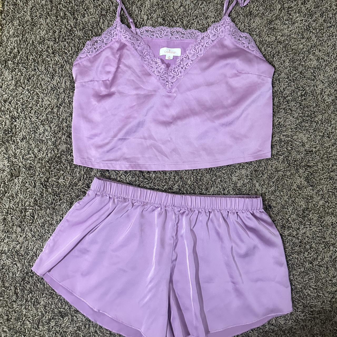 Colsie lavender silk pajama set- size medium- worn... | Depop