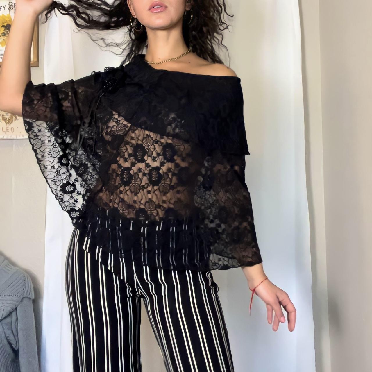 Beaded Black Lace Poncho Brand: Cejon... - Depop