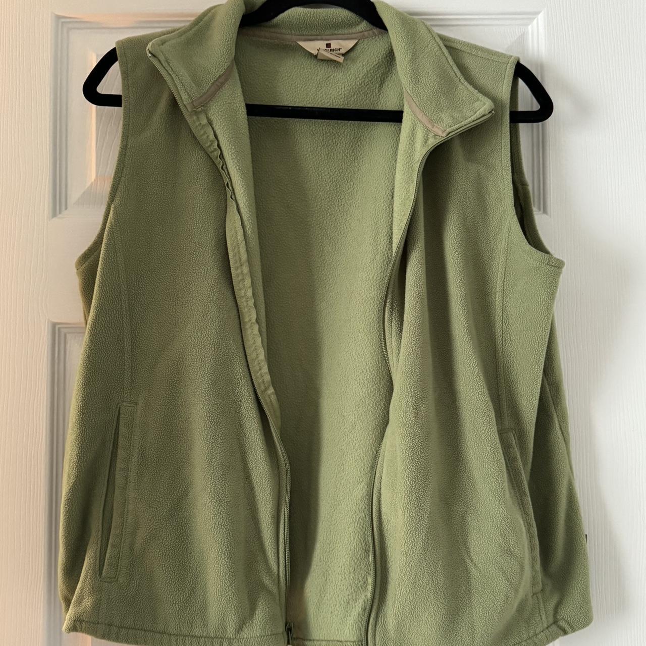 Medium light green Wool rich zipper vest - Depop