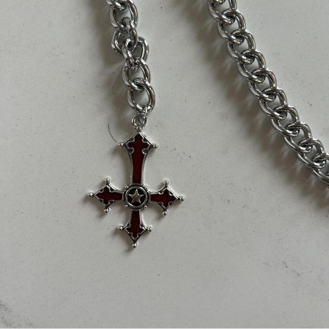 🔴 Red Cross Gothic Wallet Chain (Y2K Style)... | Depop