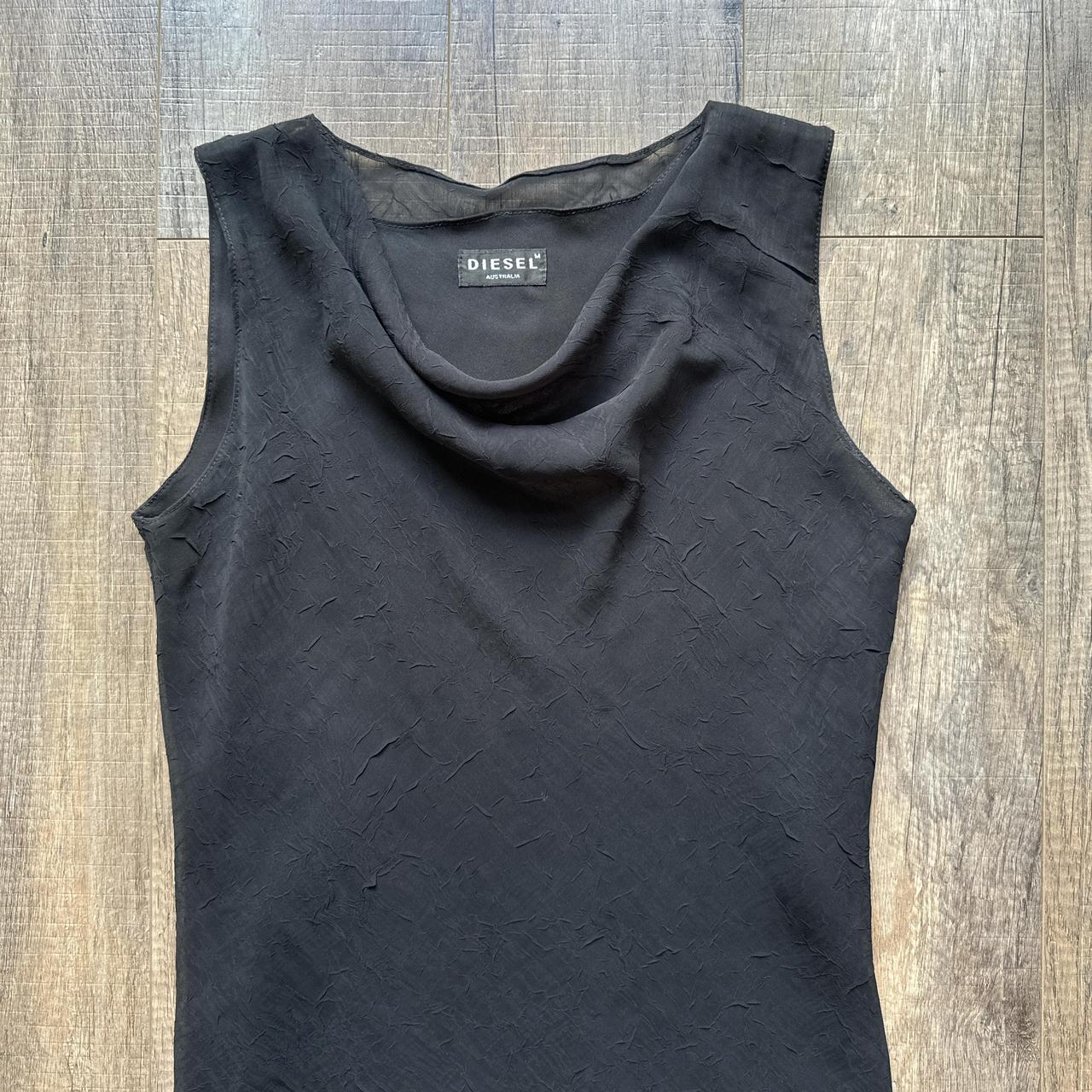 Original Y2K Diesel black overlay tank / semi sheer... - Depop