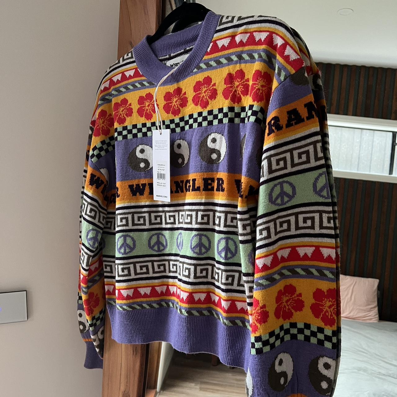 Wrangler multicoloured sweater with a funky vibe... - Depop
