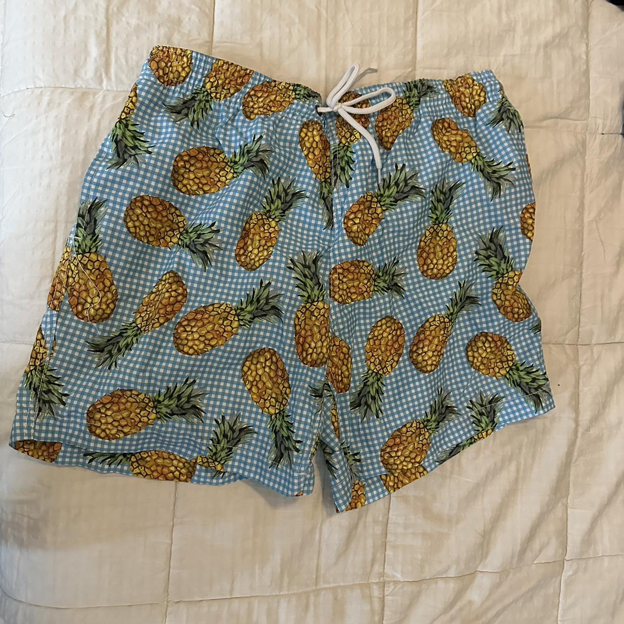 Pineapple blue and yellow shorts - Depop