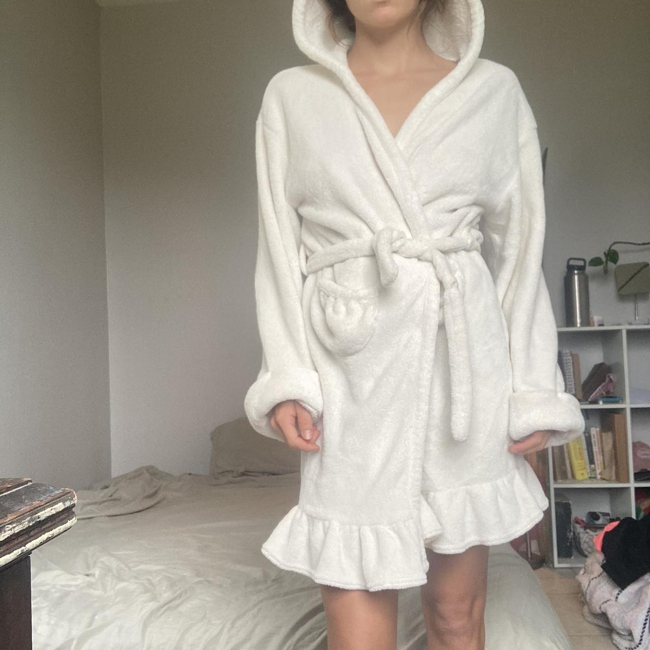 The softest and coziest crème colored hoodie robe... - Depop