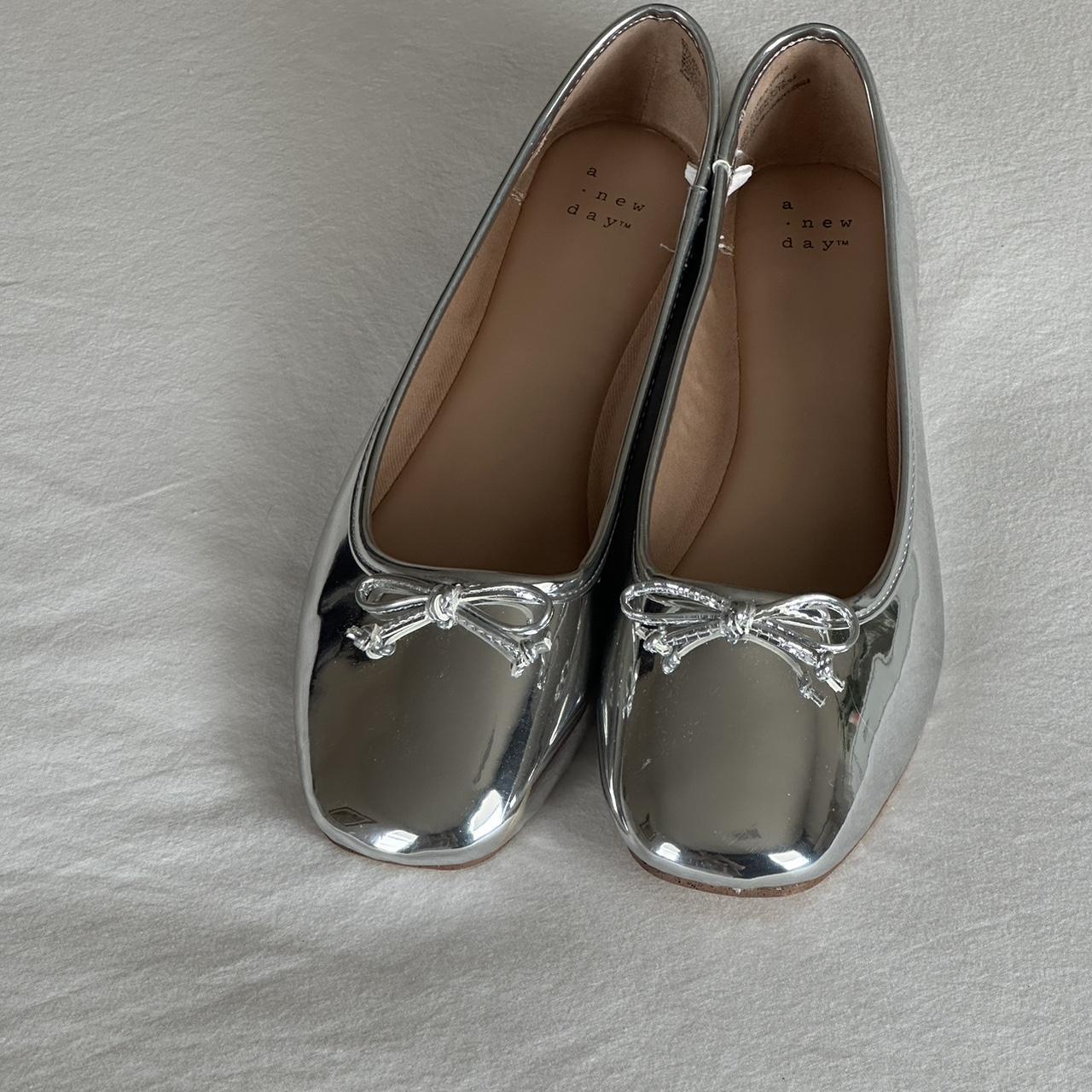 Metallic Silver Ballet Flats Never worn Size... - Depop