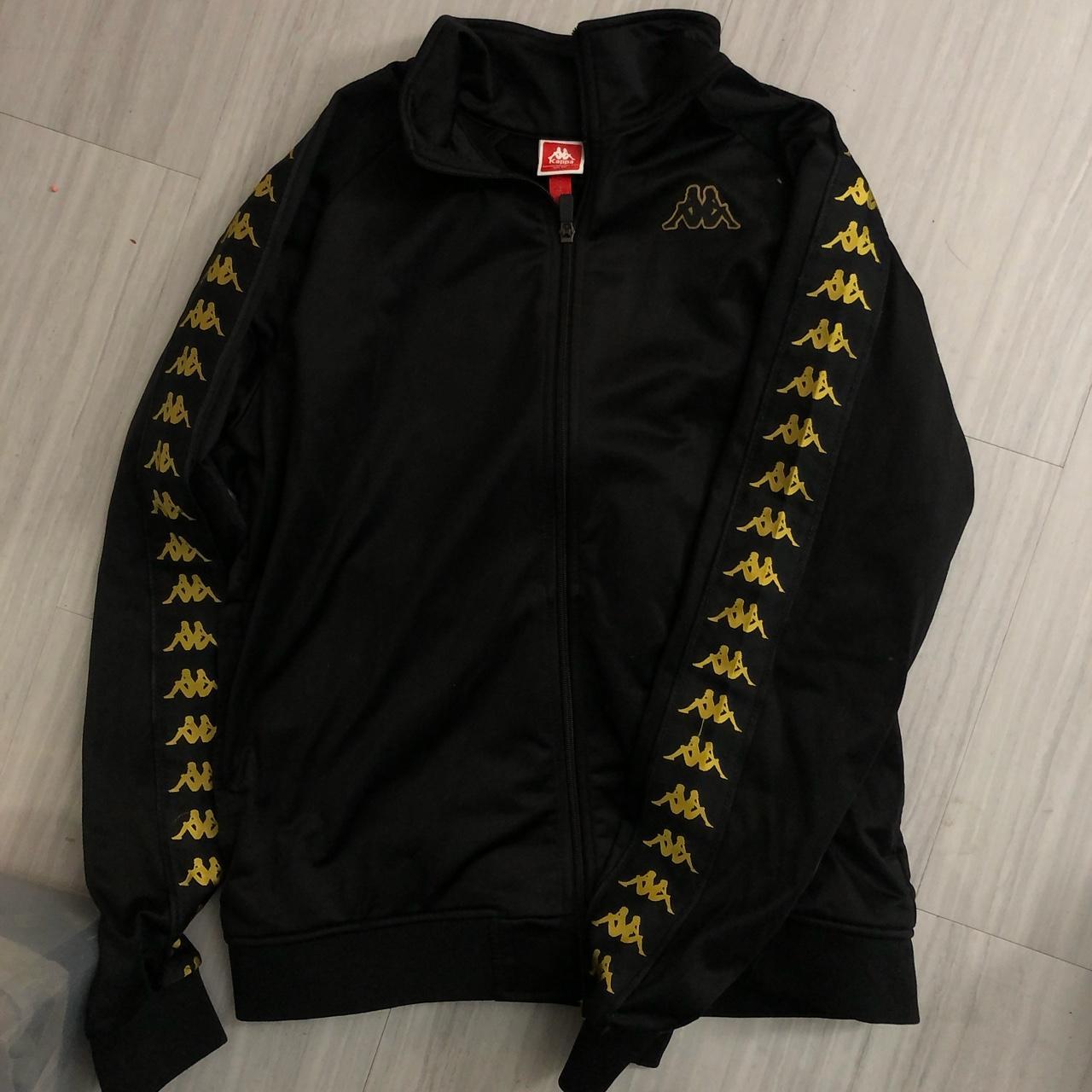 Black and gold Kappa track jacket Tagged large... - Depop