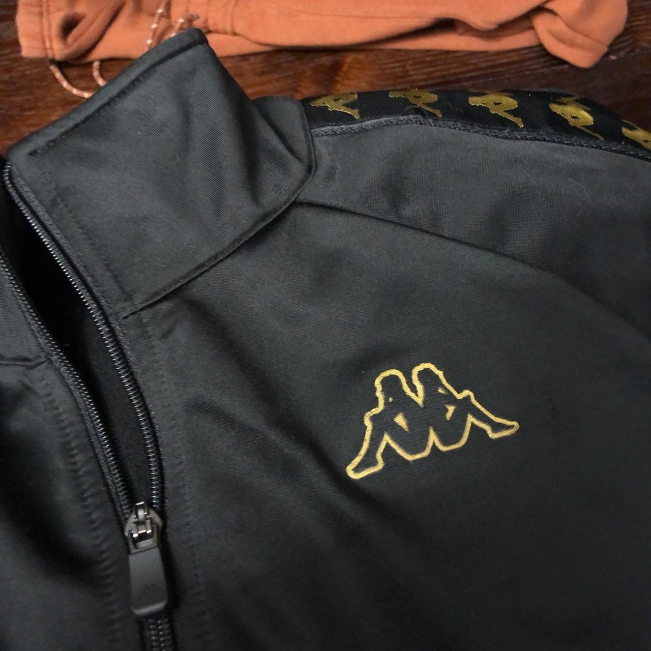 Black and gold Kappa track jacket Tagged large... - Depop