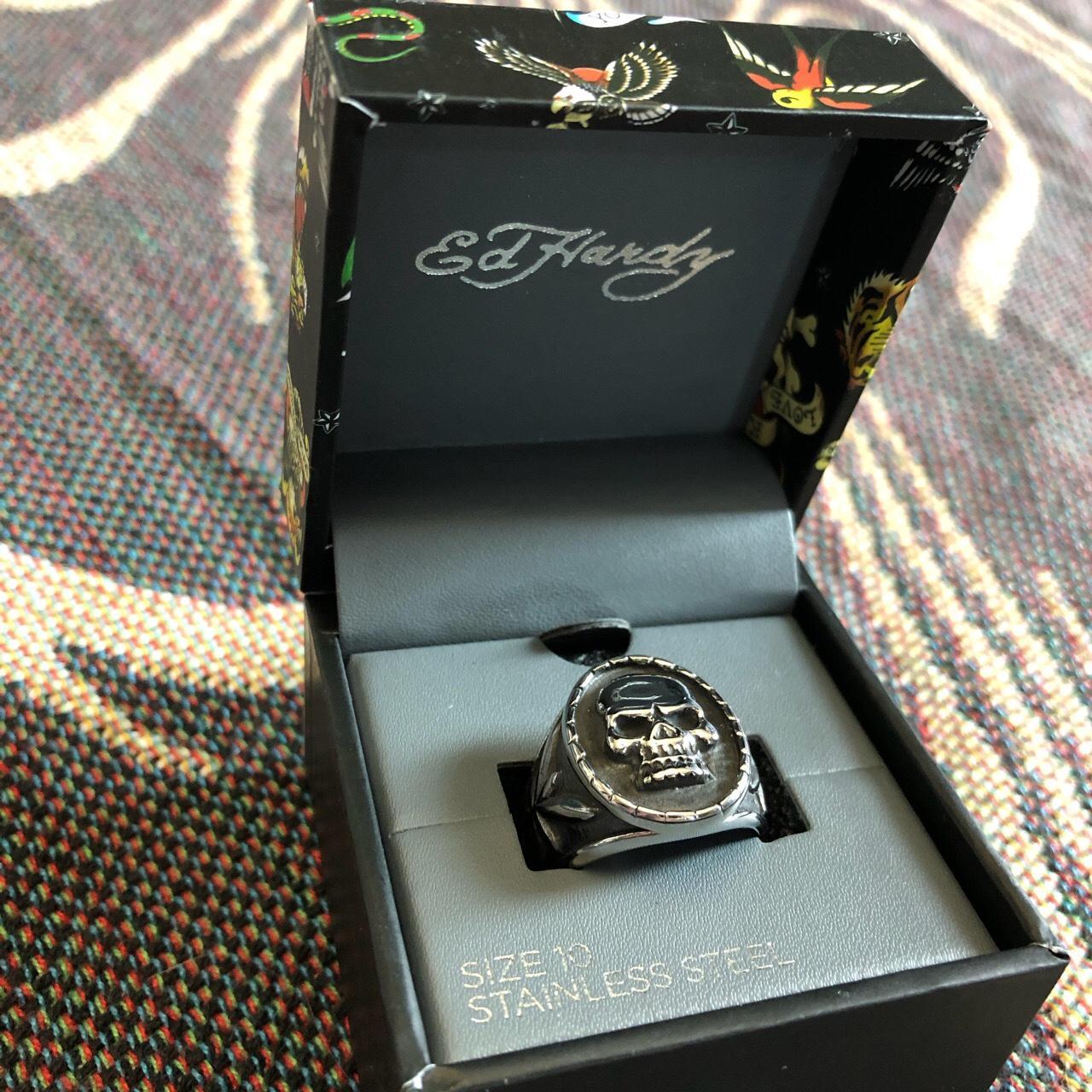 Brand new (with box) Ed Hardy skull ring Size... - Depop