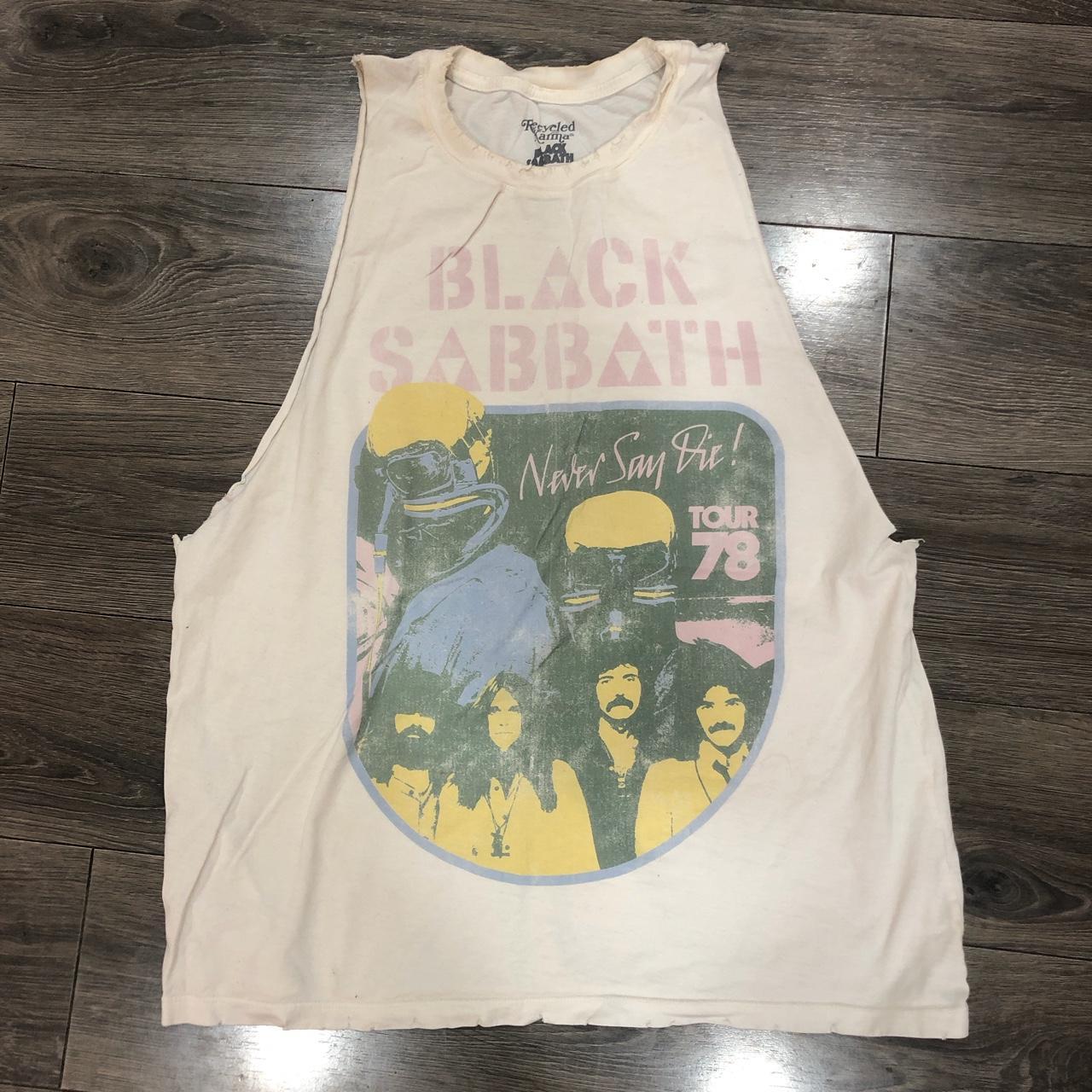 Thrashed beater Black Sabbath cut off tee Unisex... - Depop