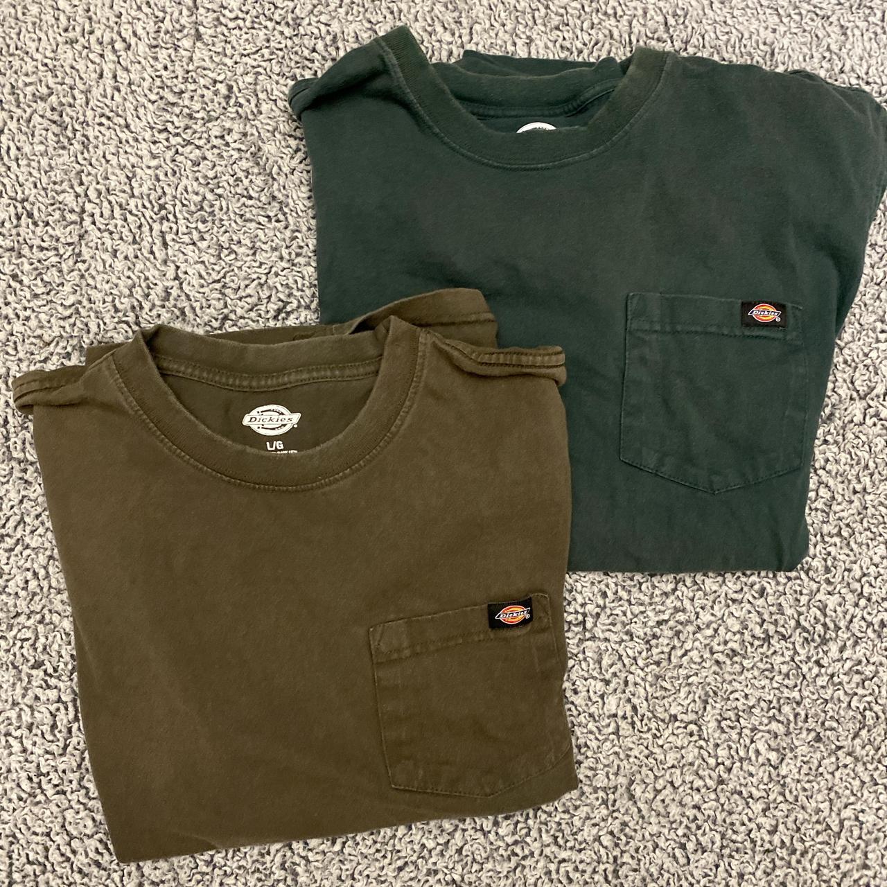 Set of two size large Dickies work tees The green... - Depop