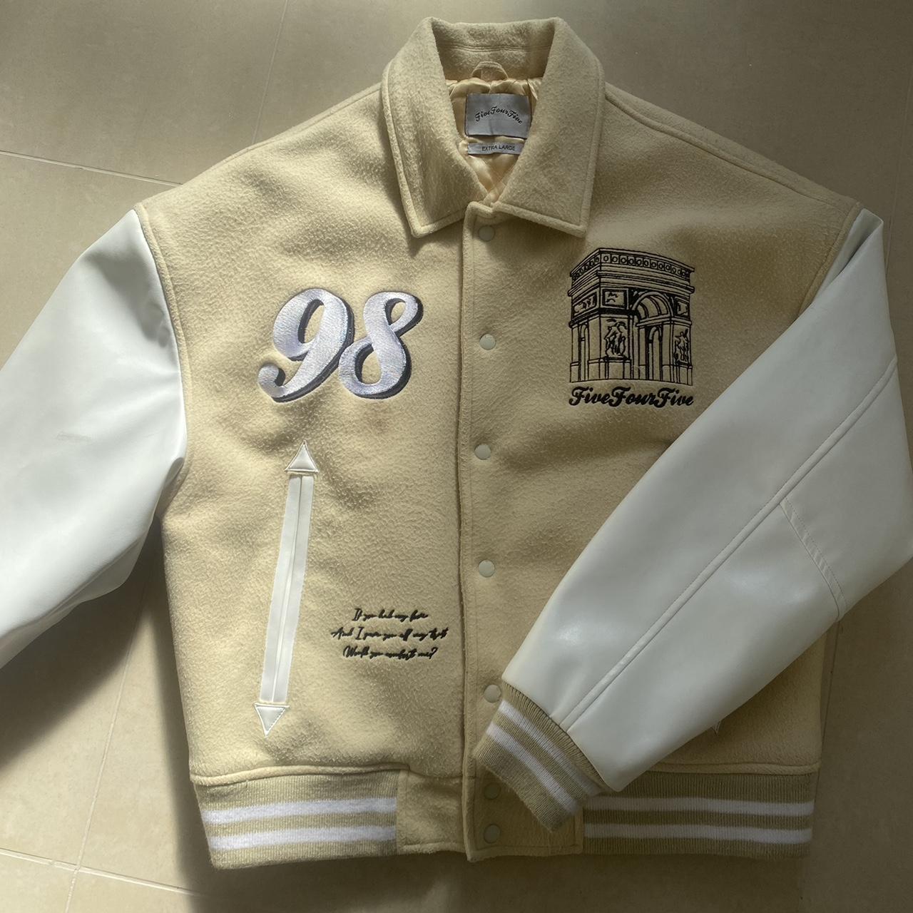 545 Varsity Jacket - Cream/White Size XL - However,... - Depop