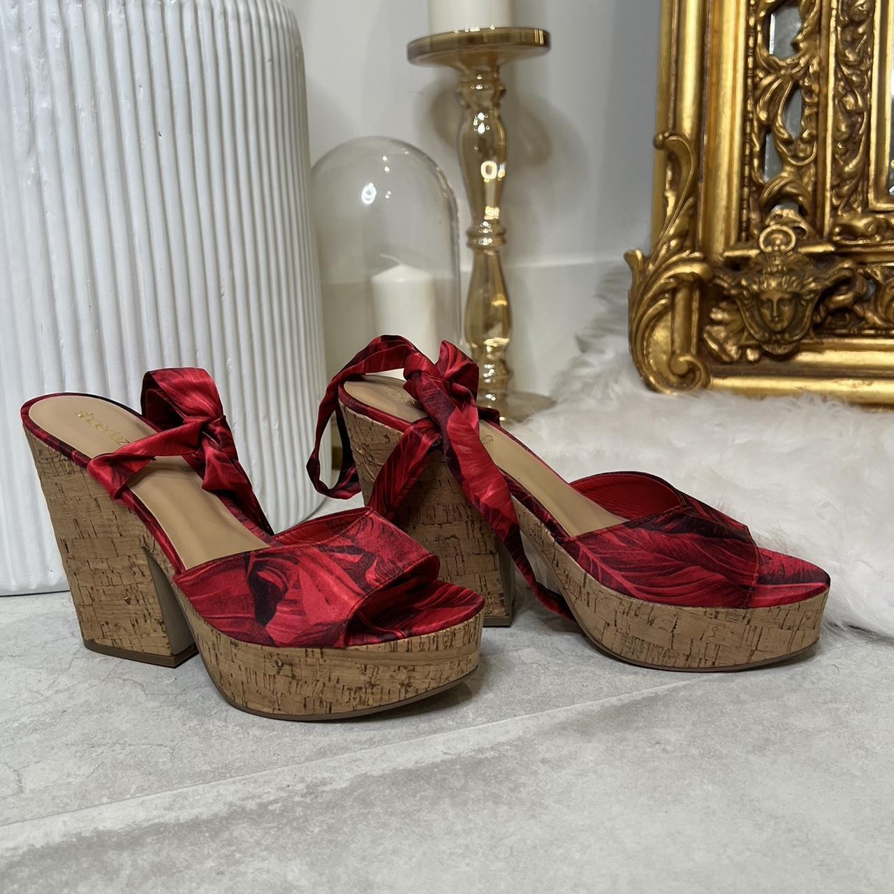 Shoe Dazzle red platform sandals. Worn once. - Depop