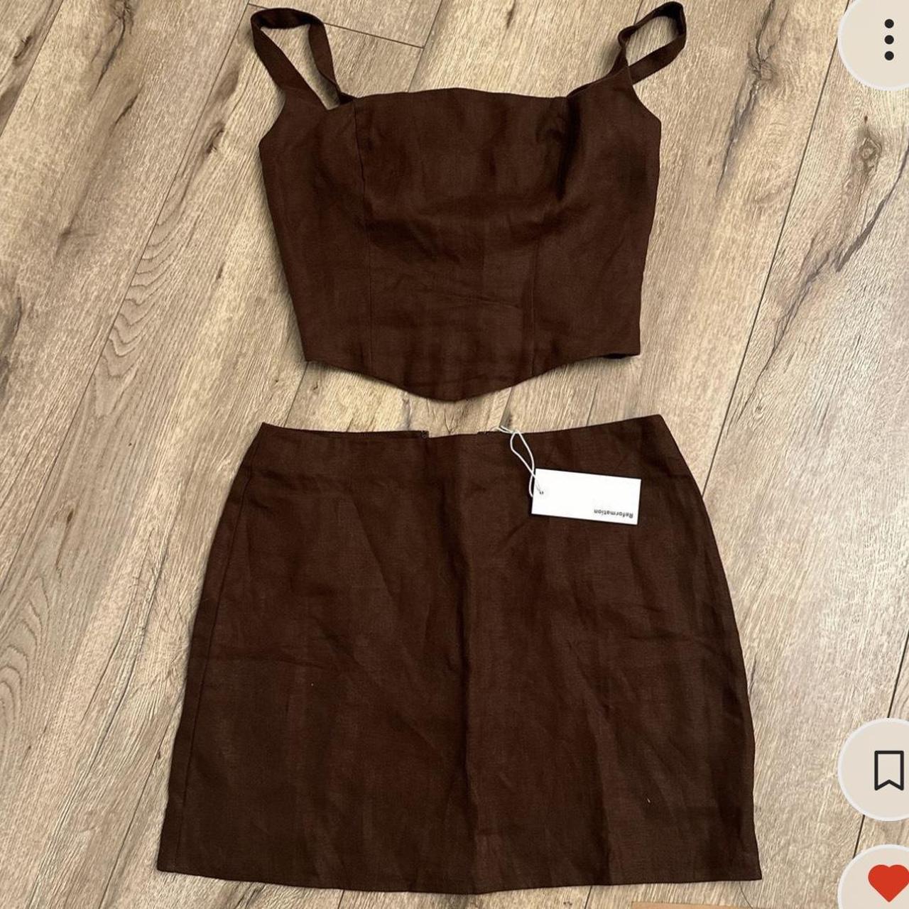 Reformation Linen Corset Structure Two Piece Set... - Depop
