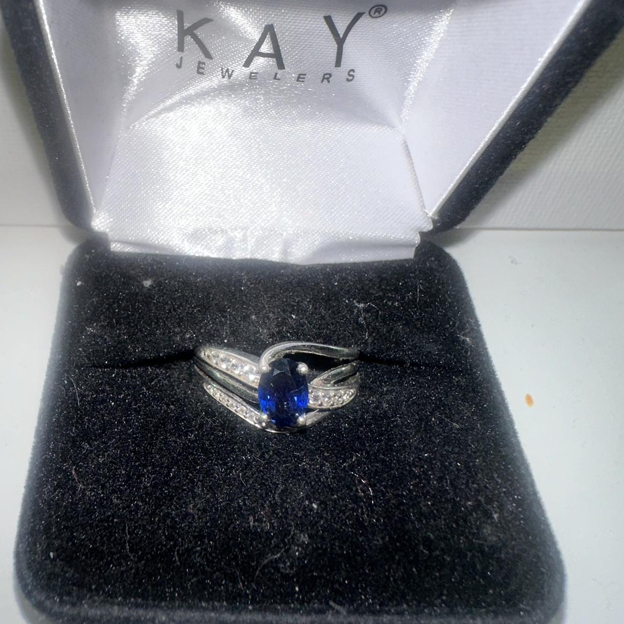 Kay Jewelers sterling silver blue sapphire ring with