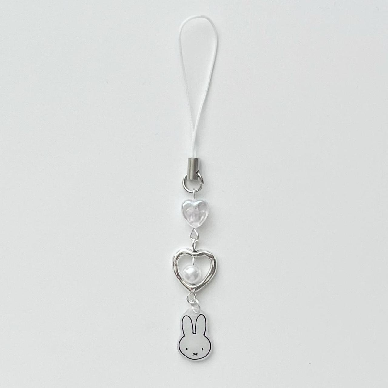 miffy heart phone charm! handmade with pearl and... - Depop