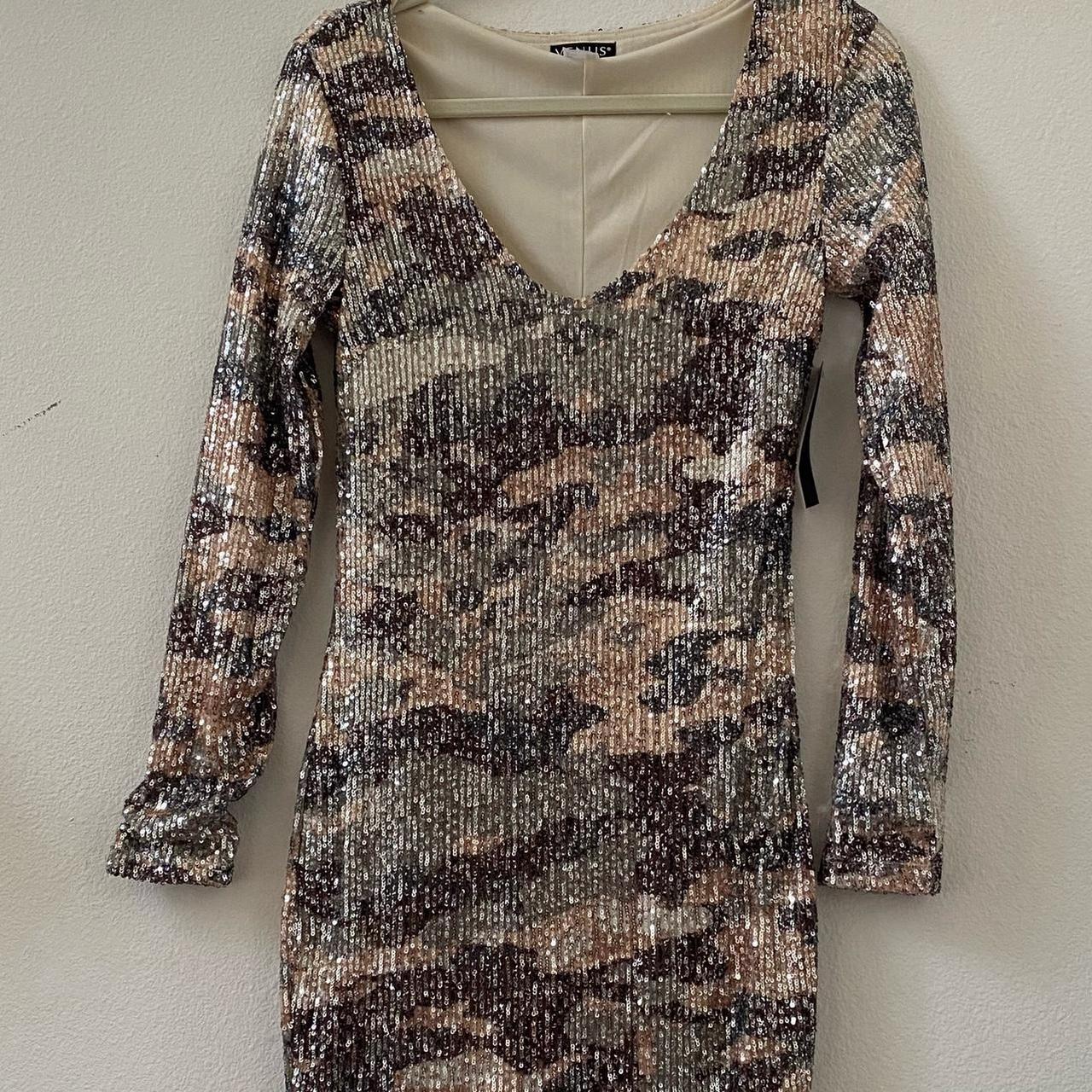 Sequin camo minidress. New with tag. | Depop