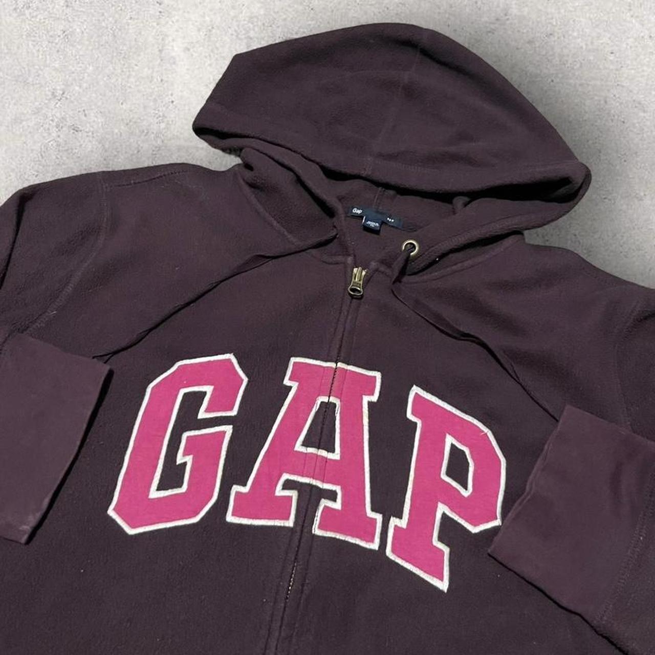 Y2K Gap Classic Spellout Logo Pink Fleece Full Zip... - Depop