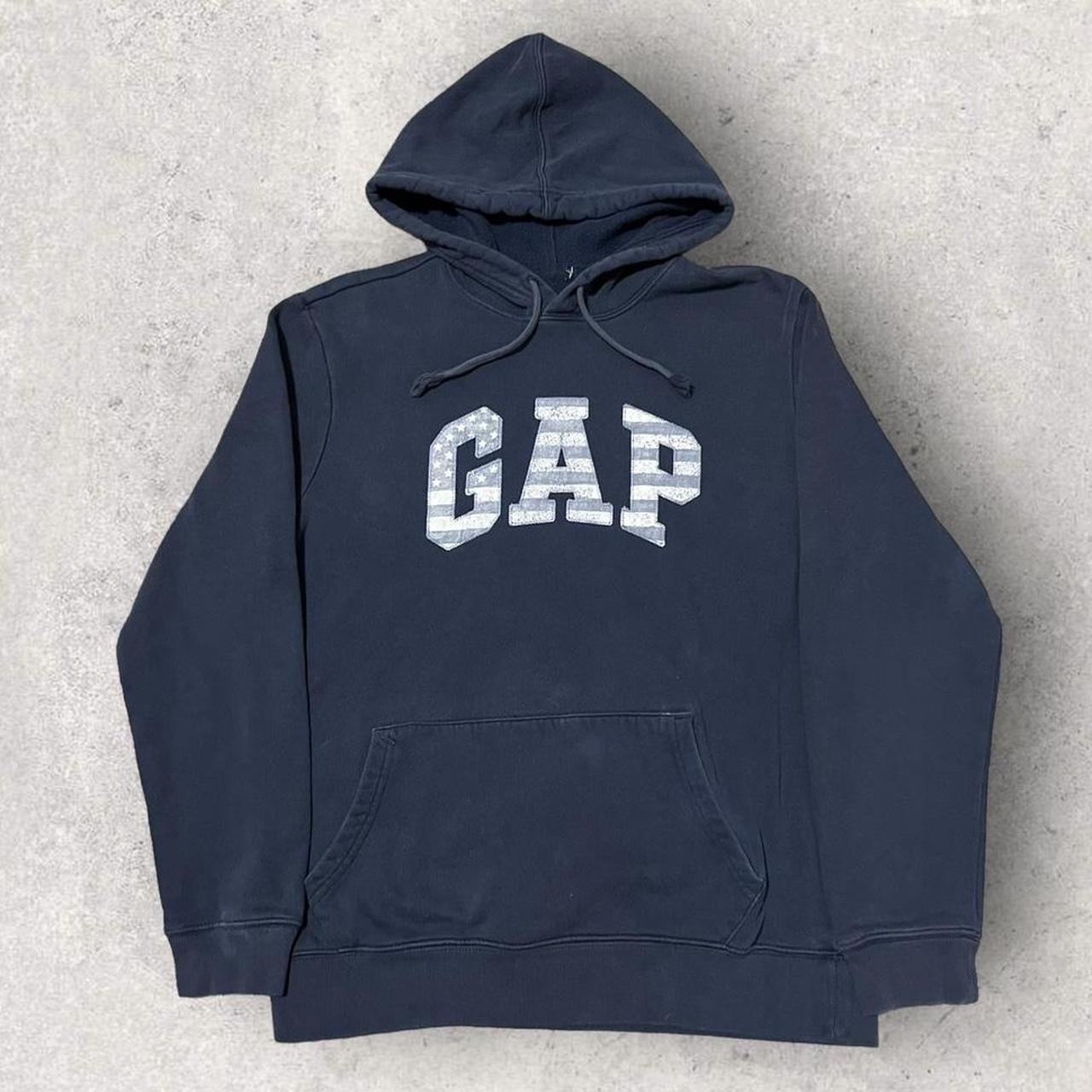 Y2K Gap Essential Classic Spellout Flag Pattern Logo... - Depop