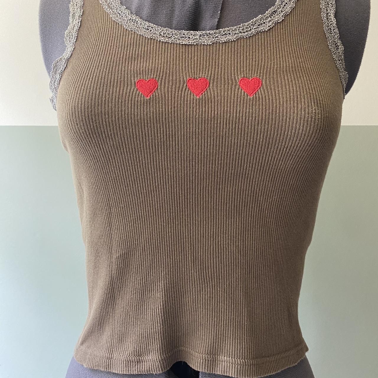 Brandy Melville brown heart tank Slightly... - Depop