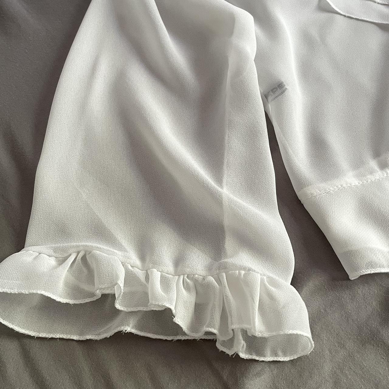 White see-through blouse, size S Cropped fit - Depop