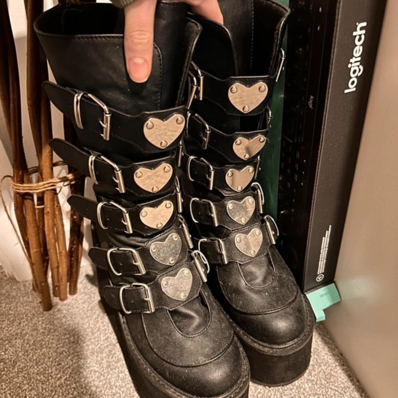 Demonia Swing 230 heart buckle Only ever worn with... - Depop