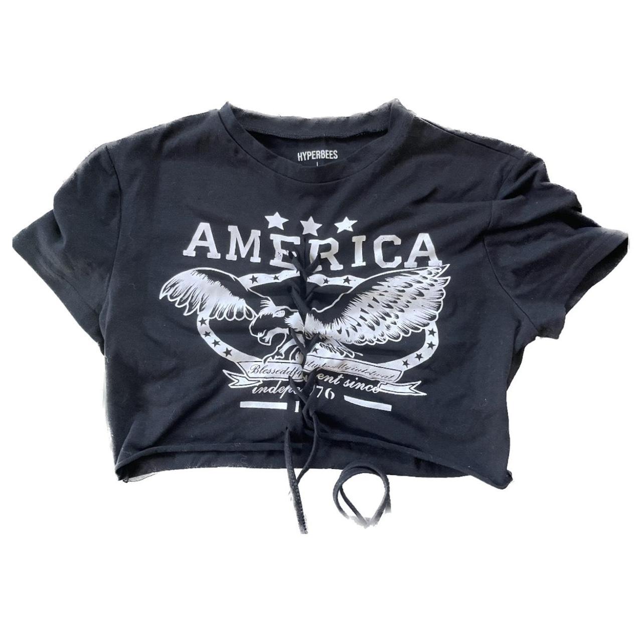 Black graphic open laced Crop top SHIPPING... - Depop