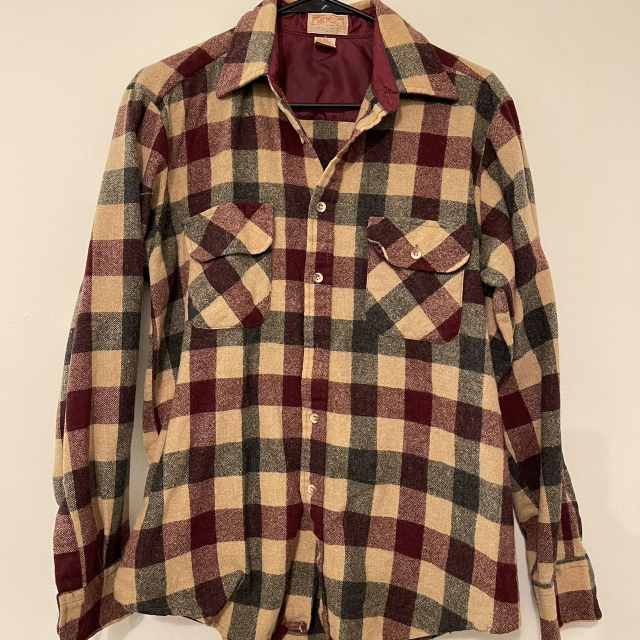 stripe pattern wool flannel cool colors/pattern size... - Depop